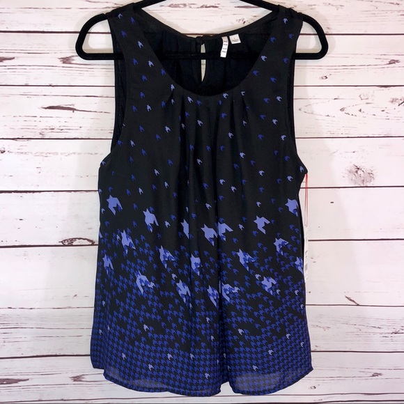Elle | Tops | Elle Pleated Tank Black Purple Blue | Poshmark